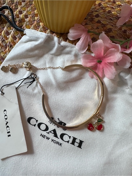 Coach | Jewelry | Coach Gold Bangle With Red Cherry Charm | Poshmark